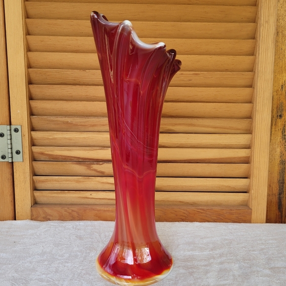 Vintage | Accents | Vintage Red Slag Glass 2 Swung Vase | Poshmark